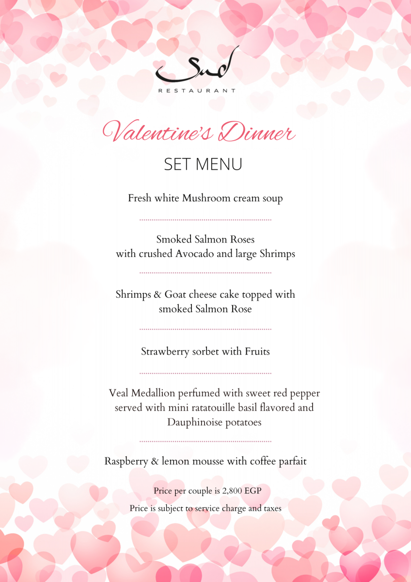 Sofitel Cairo Nile El Gezirah - Valentine-Dinner-menu